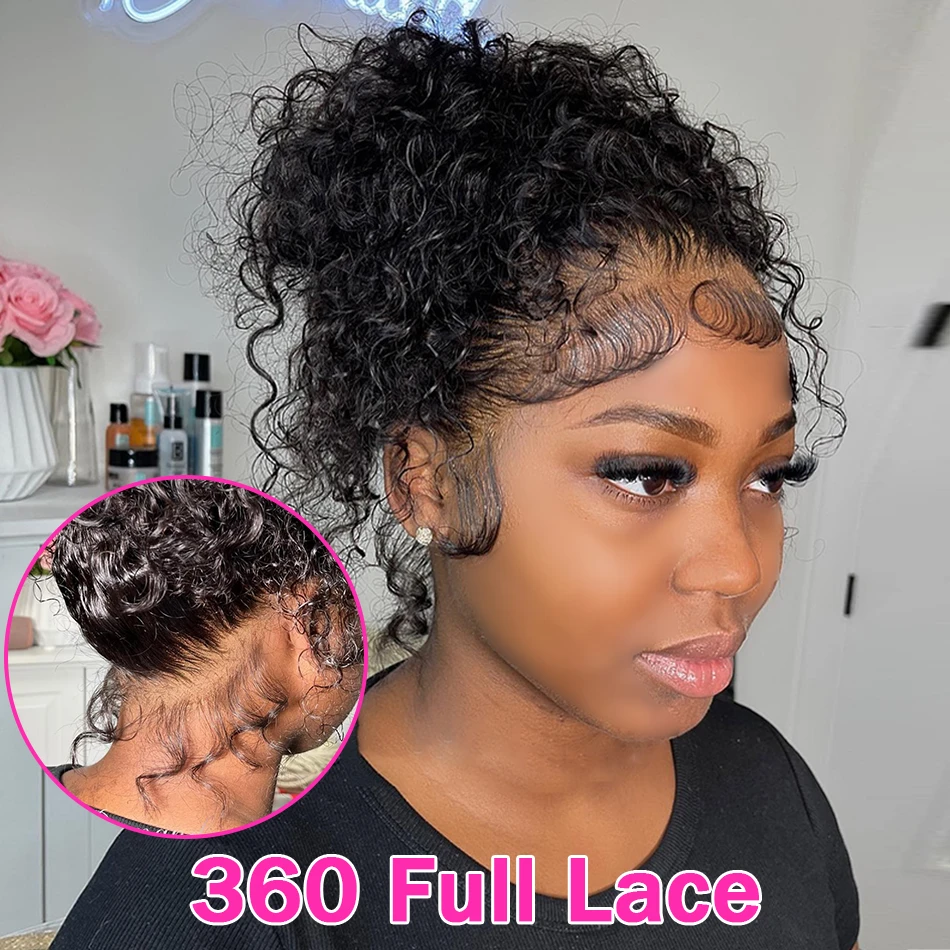 Yafe 360 Full Lace Wig Human Hair Brazilian Deep Wave Curly Frontal Wig Pre Plucked Water Wave ...