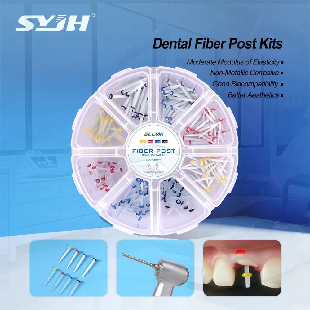 SYJH 200 unids/caja Kit de poste de fibra Dental tornillo recto fibra ...