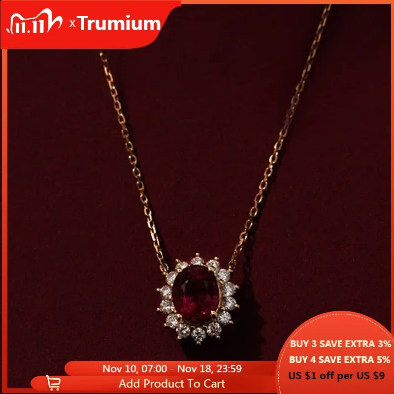 Trumium-925-Sterling-Silver-Ruby-18K-Colar-de-corrente-banhado-a-ouro ...
