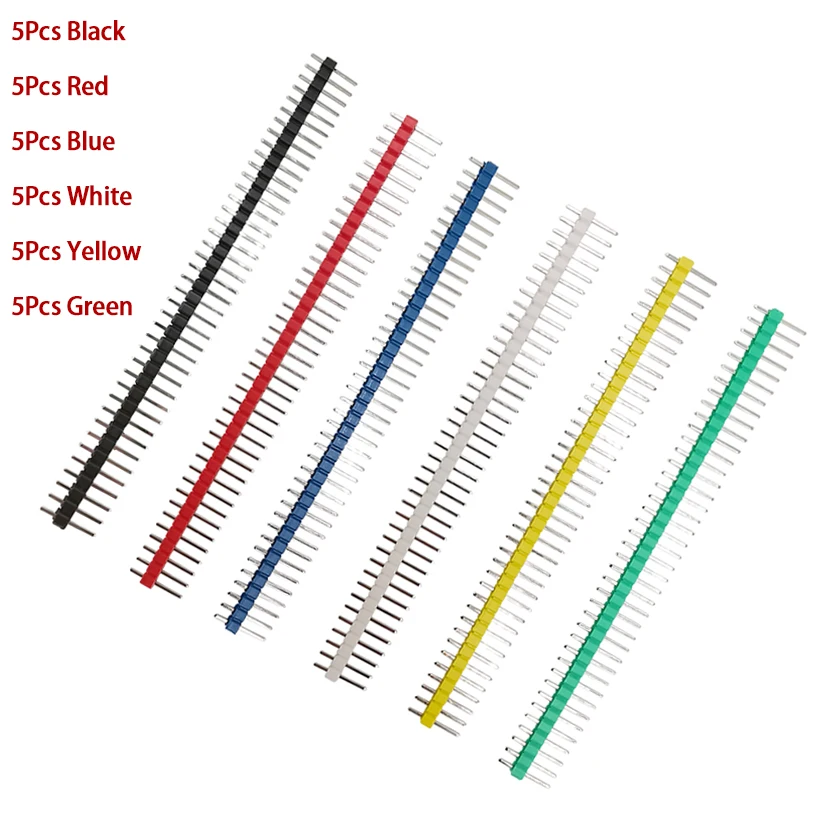30Pcs/Set 2.54mm Pitch Single Row 40Pin 1x40 Breakable Male Plug Pin ...