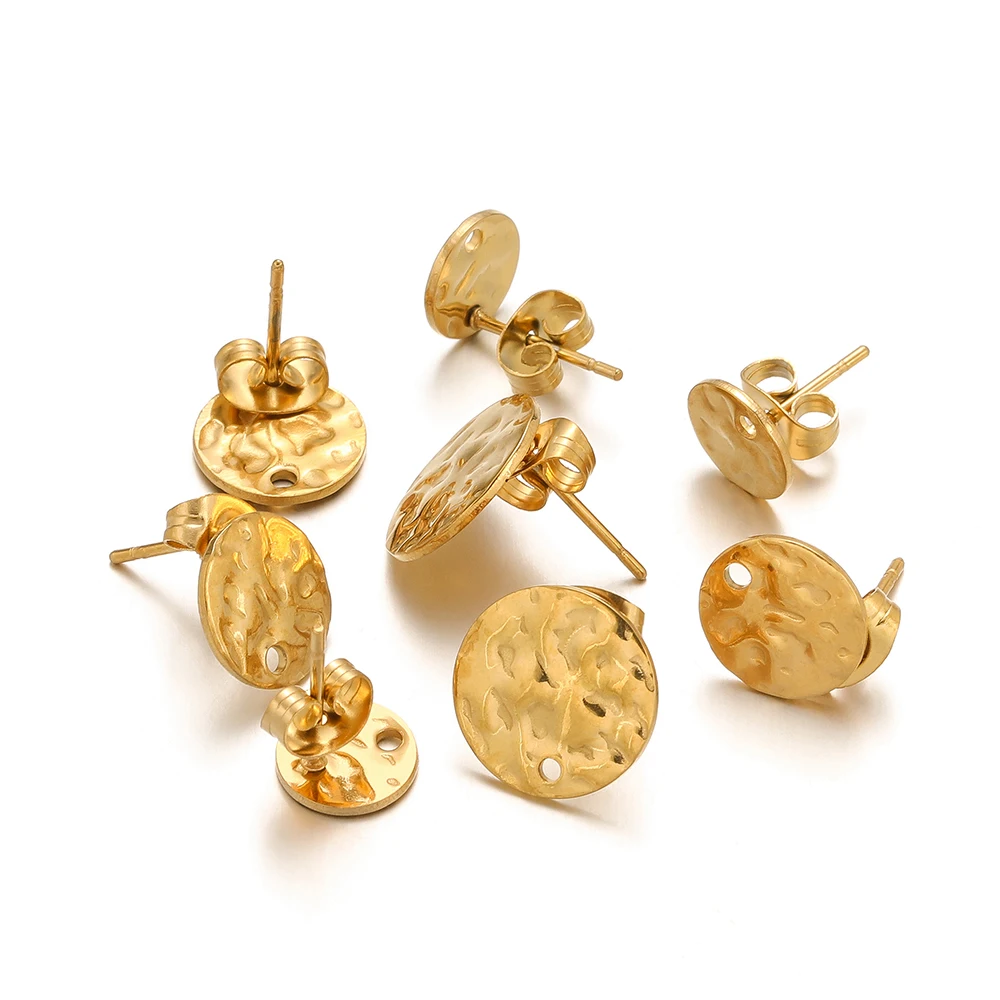 10pcs/lot Stainless Steel Round Ripple Embossing Studs Earrings for DIY ...