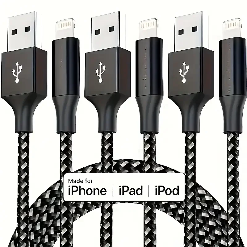 1M 2M 3M USB A to Lightning Fast Charging Cable durable Nylon Braided ...