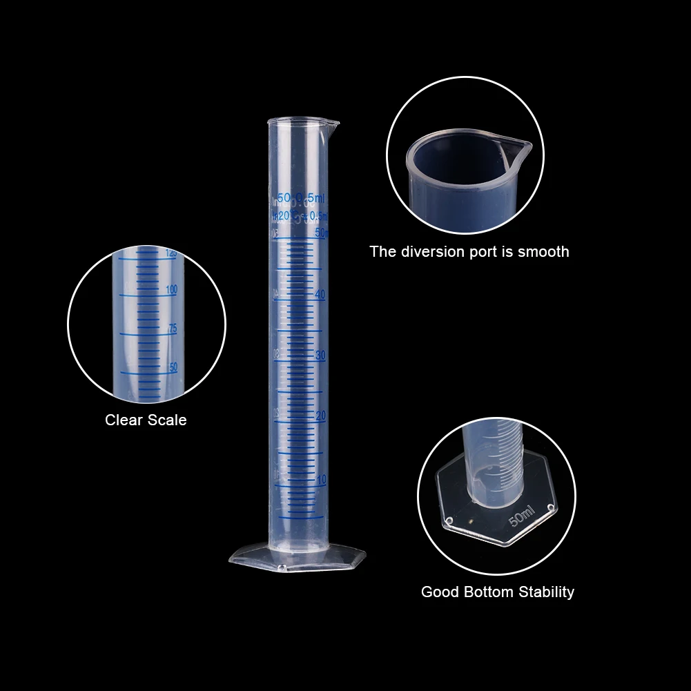 Generic 10ml/25ml/50ml/100ml/250ml/500ml Plastic Measuring Cylinder Lab ...