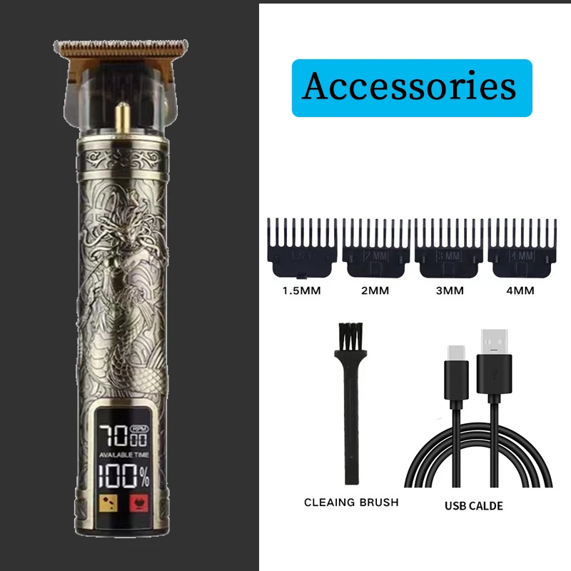 Tondeuse multi-usages,Tondeuse à cheveux électrique Vintage T9 0mm USB pour homme,tondeuse sans ...