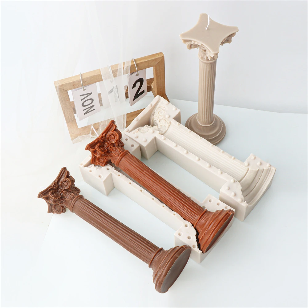 3D Pillar Candle Mold Silicone Roman Column Plaster Mould DIY Large ...