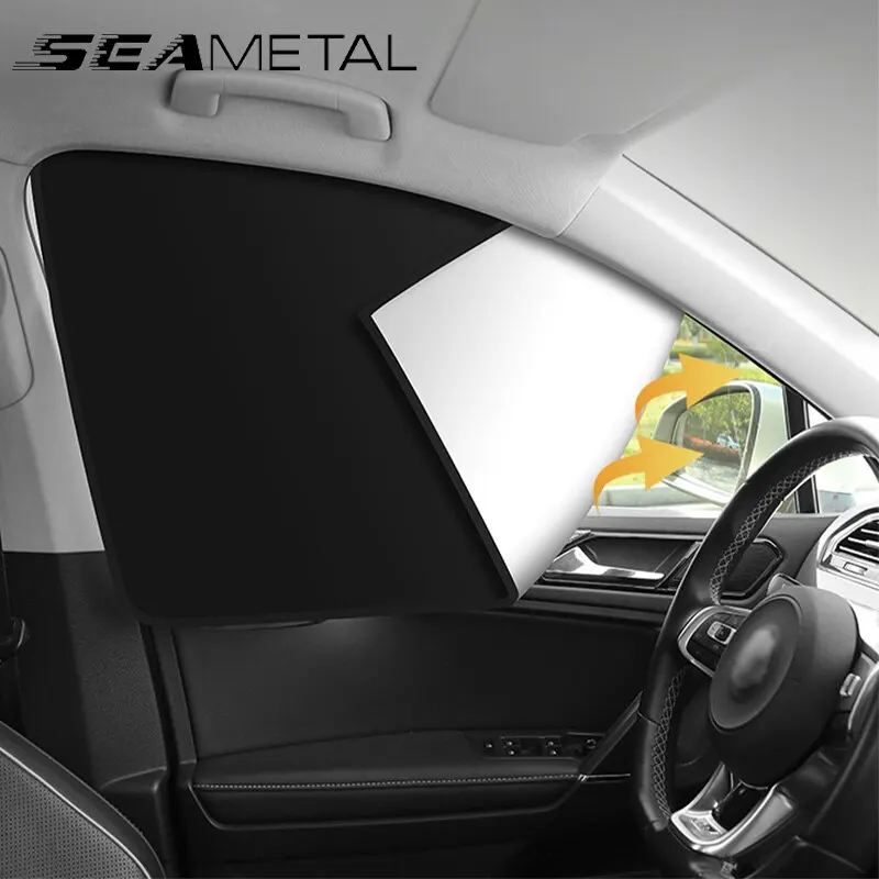 SEAMETAL 2Pcs Car Side Window Sun Shade Magnet Privacy Curtains UV ...