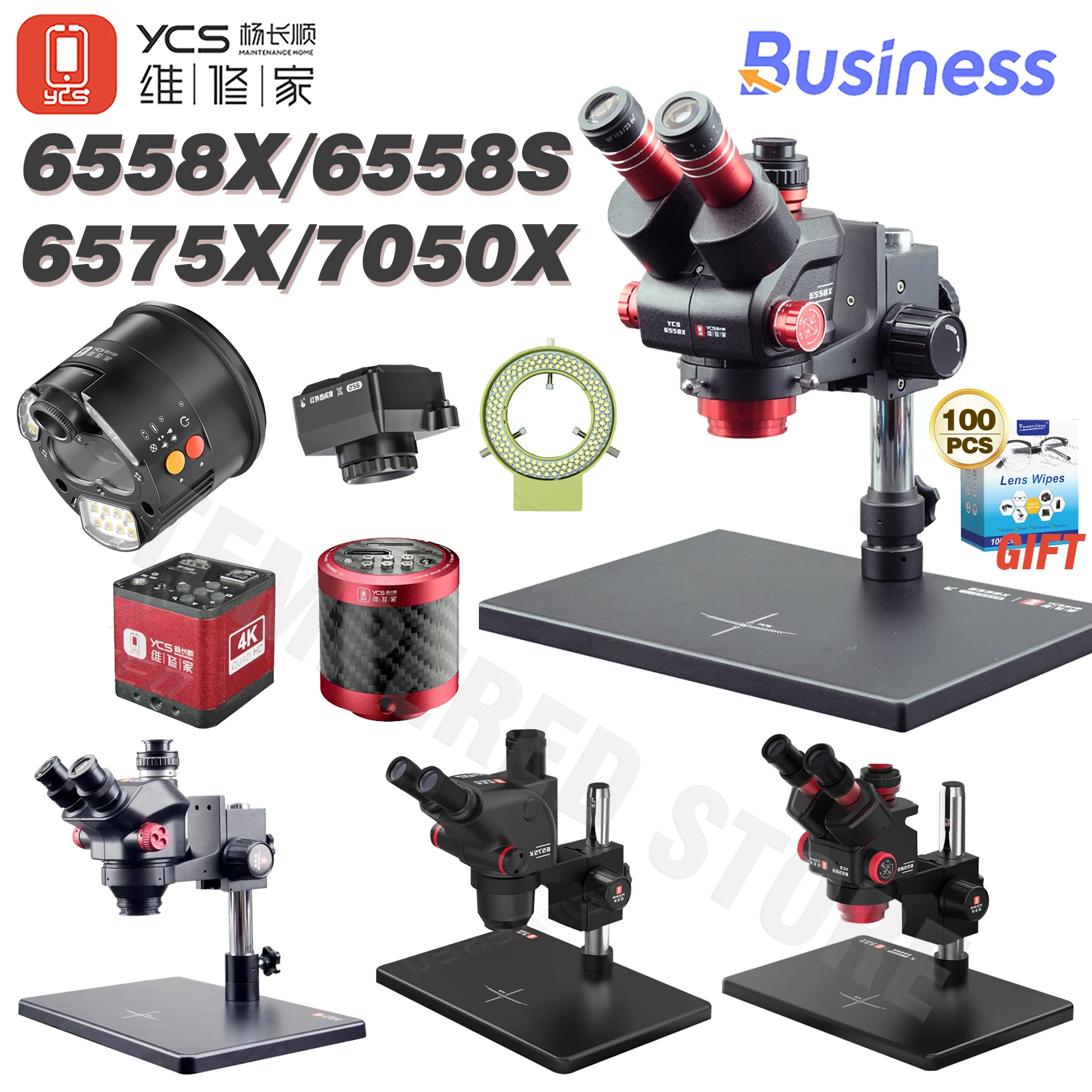 YCS 6558X 7050 6575X Ultra HD Trinocular Microscope with Large Base 4K ...