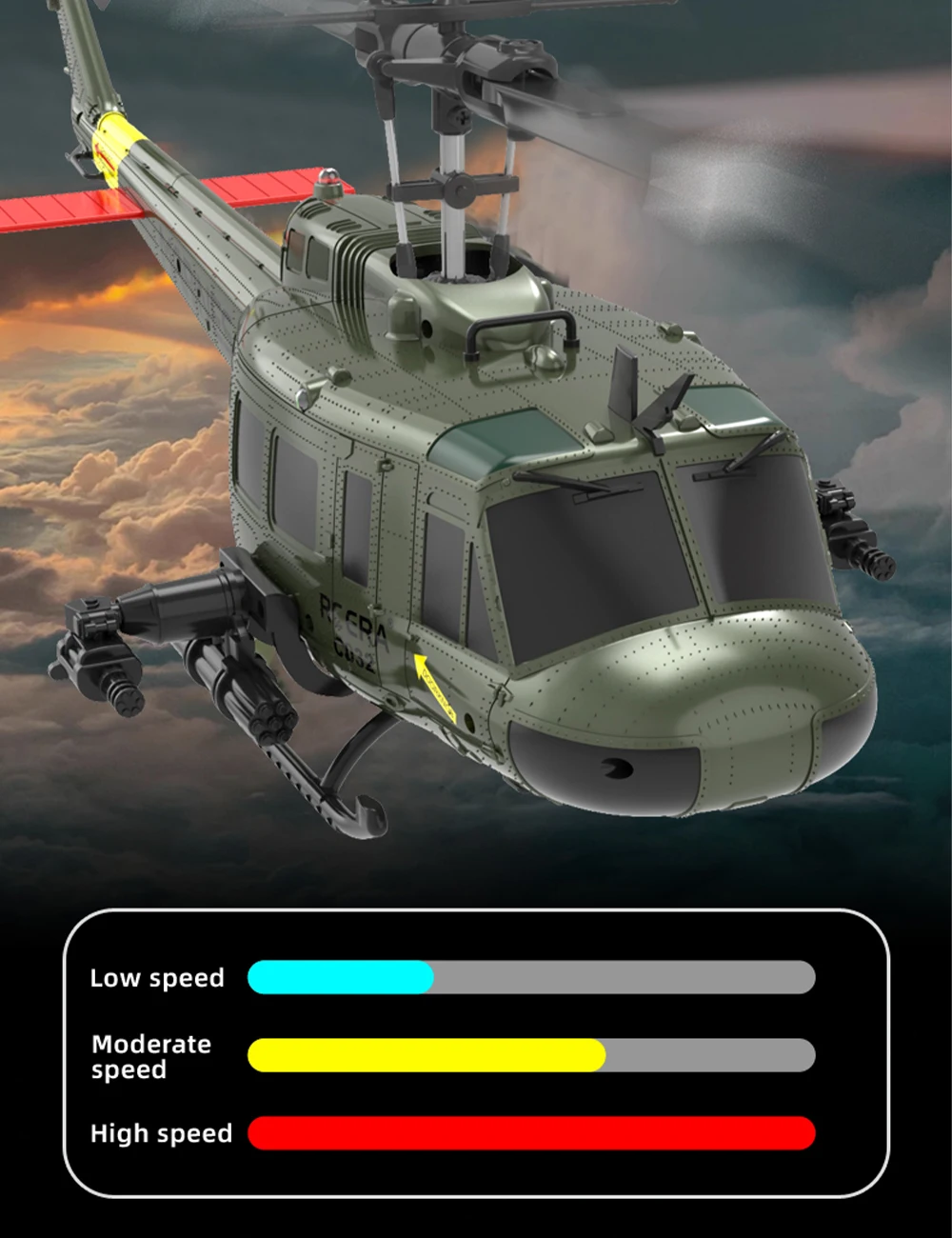 RC ERA RC Helicopter C032 1:48 Huey Helicopter UH-1 6-axis Gyro 6 Chan ...
