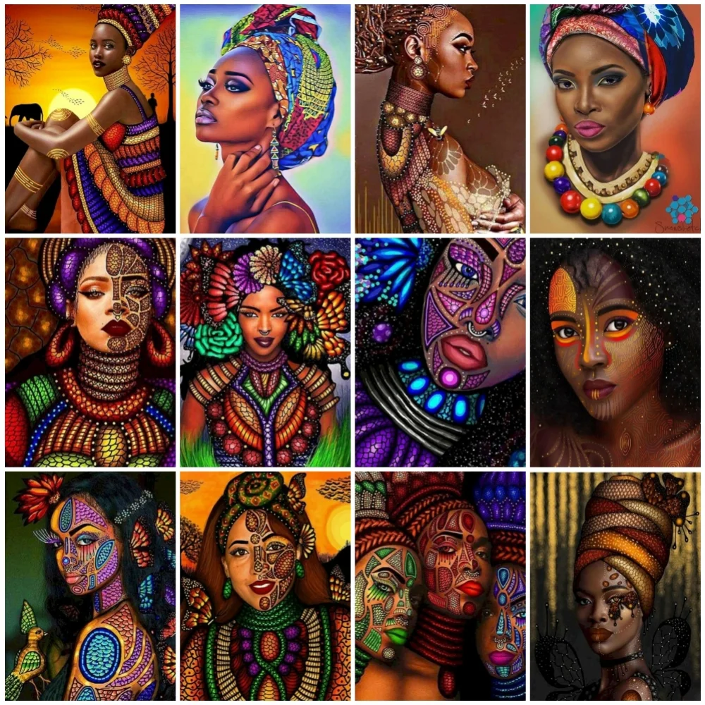 5D-Full-Round-Diamond-Painting-African-Woman-Picture-of-Rhinestones ...