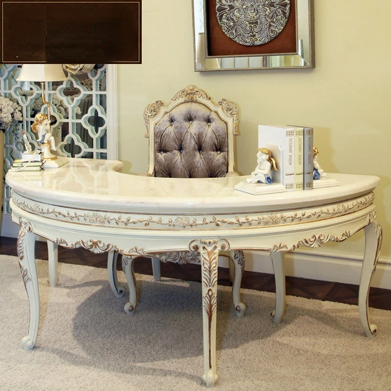 European Solid Wood Desk French Computer Desk Desk Villa Desk Large ...