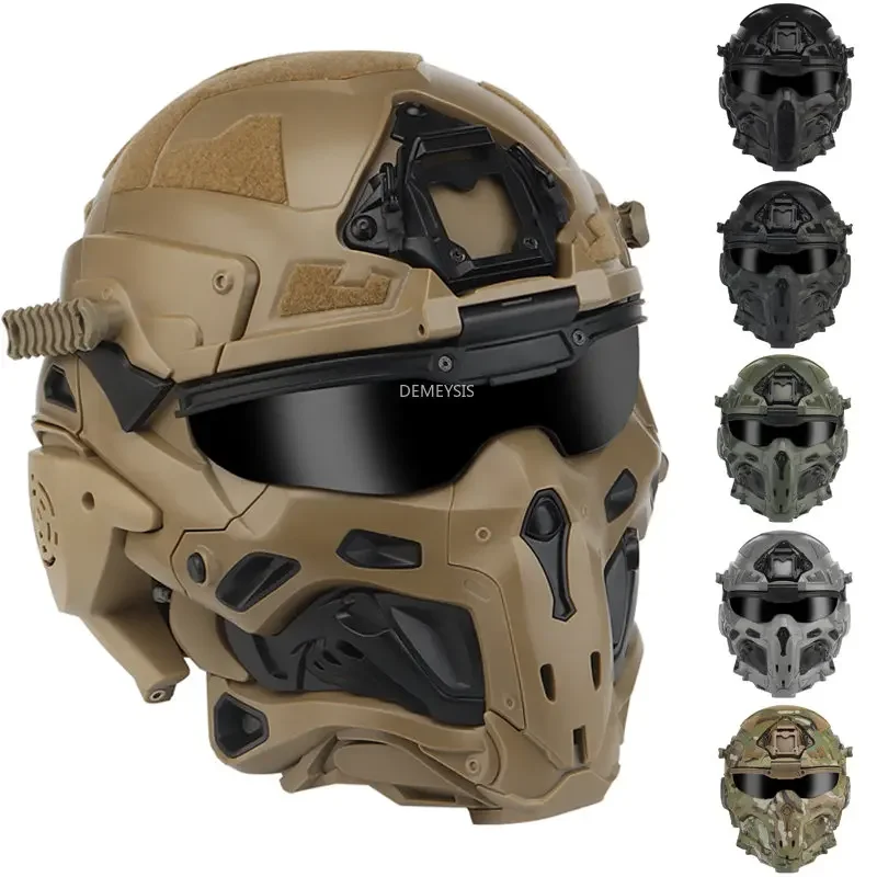 Schie-helm-mit-Maske-Voll-schutz-taktischer-Kampf-Airsoft-Helme ...