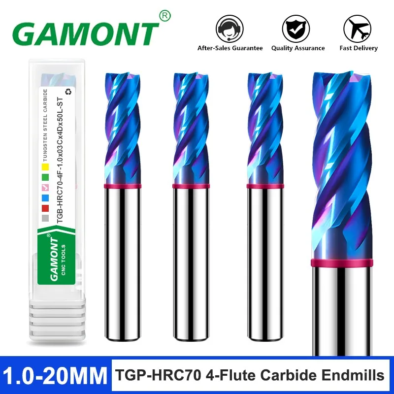GAMONT-TGP-HRC70-4F-Color-Circle-Flat-End-Mill-Tungsten-Steel-Carbide ...
