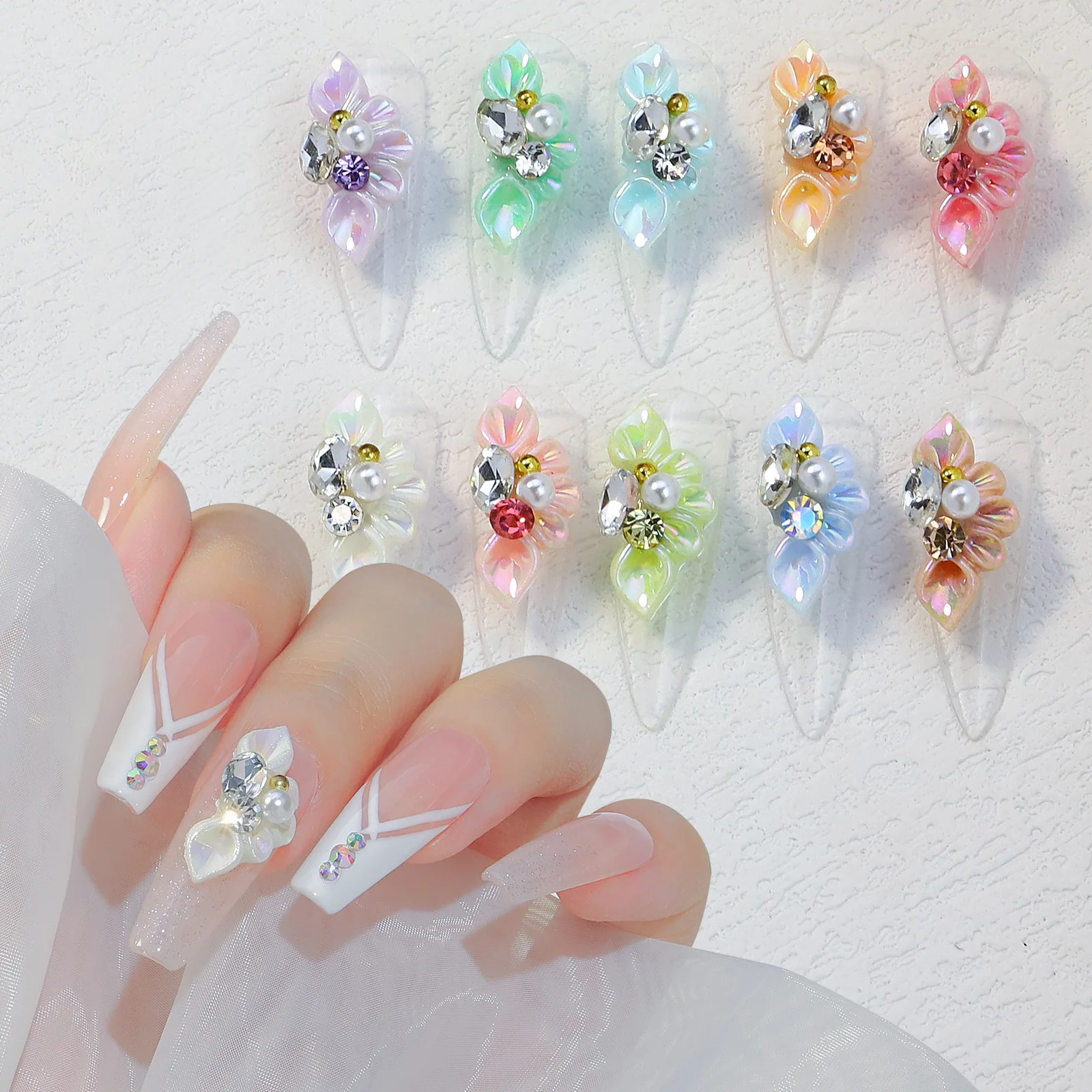 10PCS-New-Resin-Nails-Charms-Colorful-Flowers-Petal-Nails-Art-Decor-3D ...