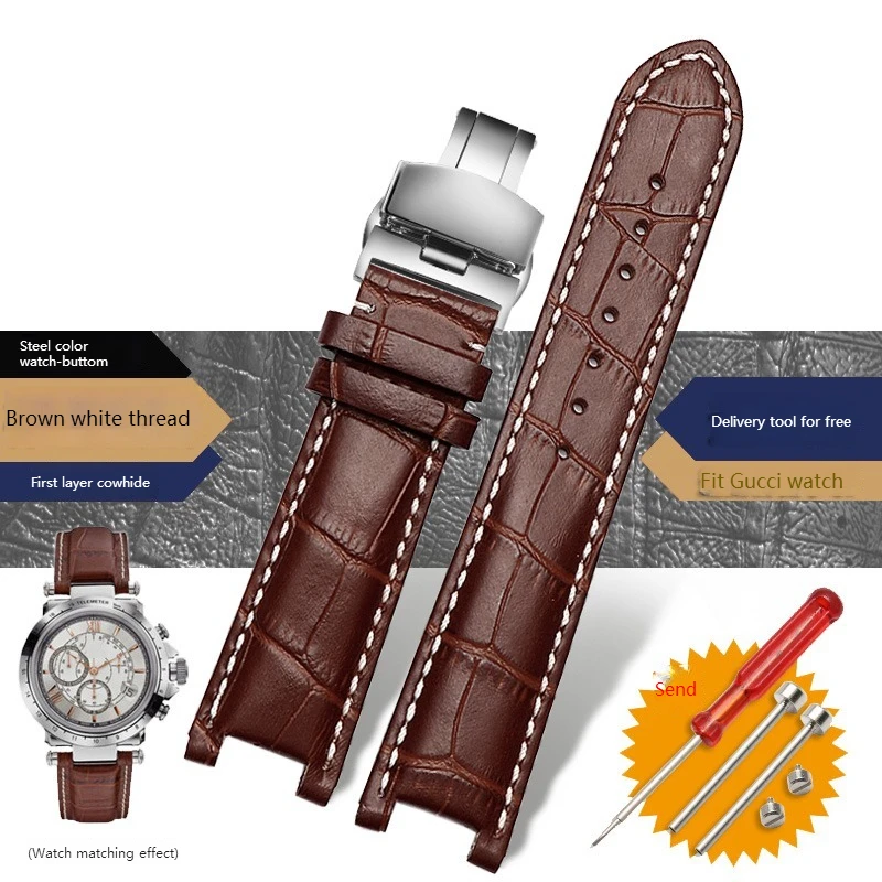 genuine-leather-watchband-for-GC-Guess-Watch-Strap-Butterfly-Buckle ...