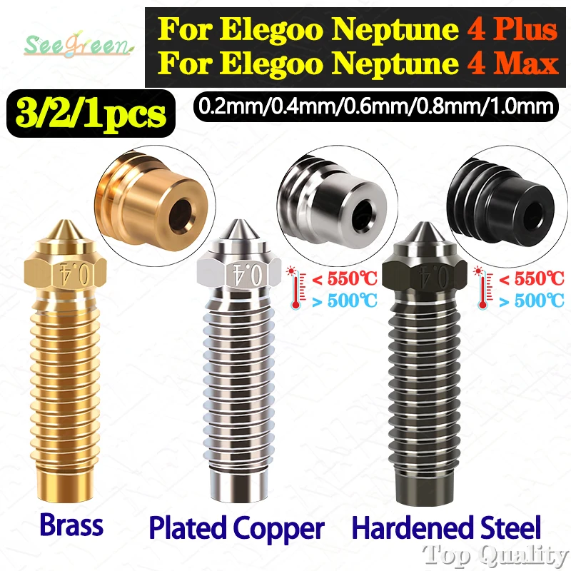 For-Elegoo-Neptune-4-Max-Brass-Copper-Plated-Hardened-Steel-Nozzle-For ...
