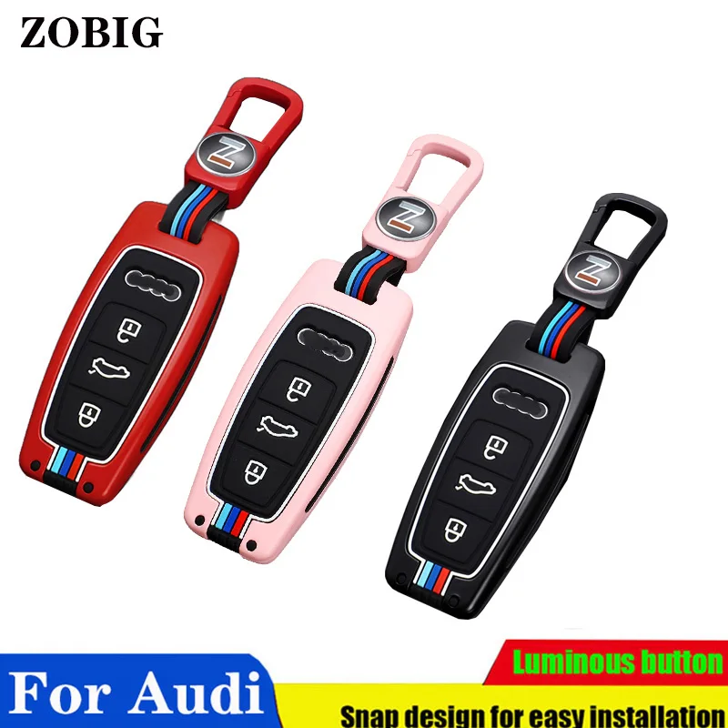 ZOBIG for Audi Key Fob Cover Zinc alloy Plating Full Protection Key ...