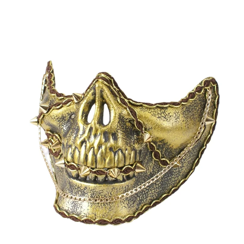 Skull Half Face Men's Mask Nightclub Horror Mask Halloween Decoration ...