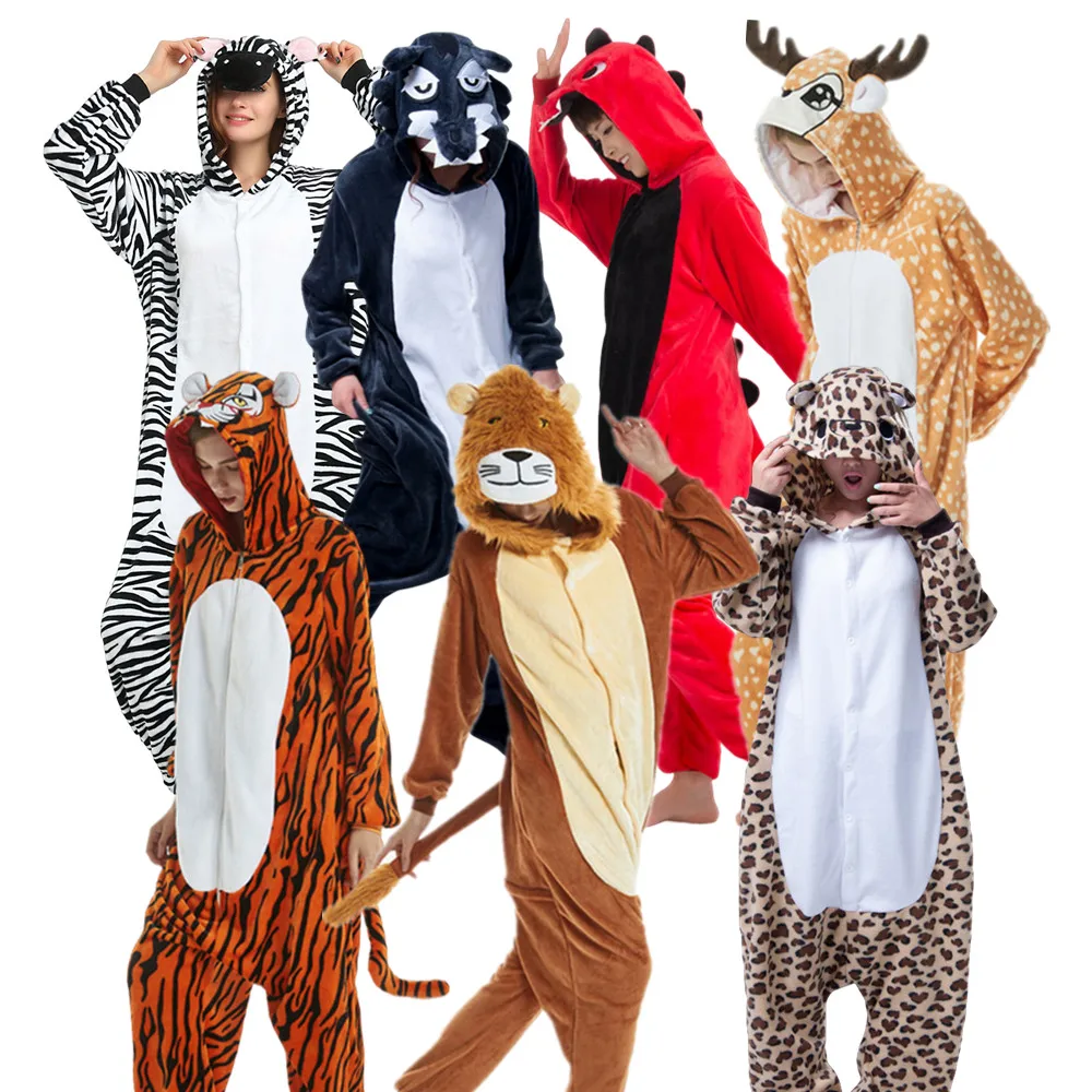 Animal Onesies Lion Tiger Leopard Wolf Fox Zebra Hippo Koala Bat Donkey ...