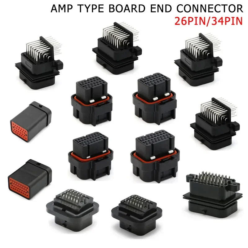 26/34pin AMP Waterproof Connector PCB Wire To Board ECU Plug 3-1437290 ...