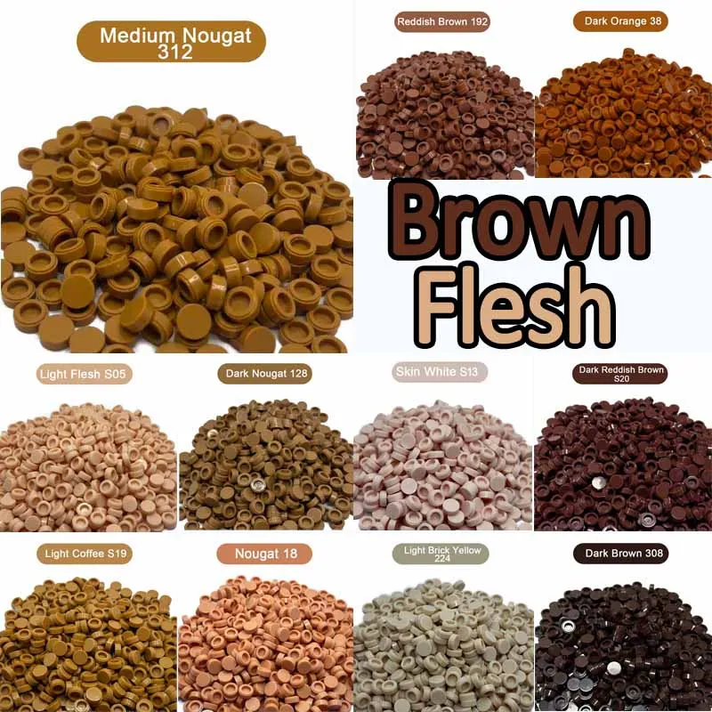 300PCS-Brown-And-Flesh-Color-Round-Tile-1x1-98138-Building-Block-Part ...