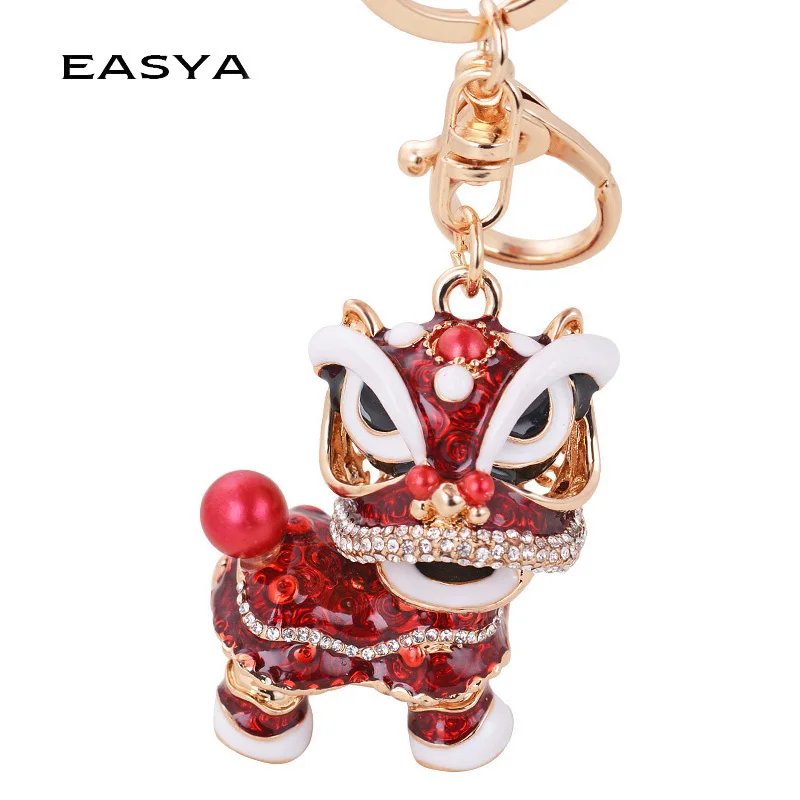 EASYA-Chinese-Lion-Dance-Chinatown-GIFTS-Rotatable-Car-Keychain-Crystal ...