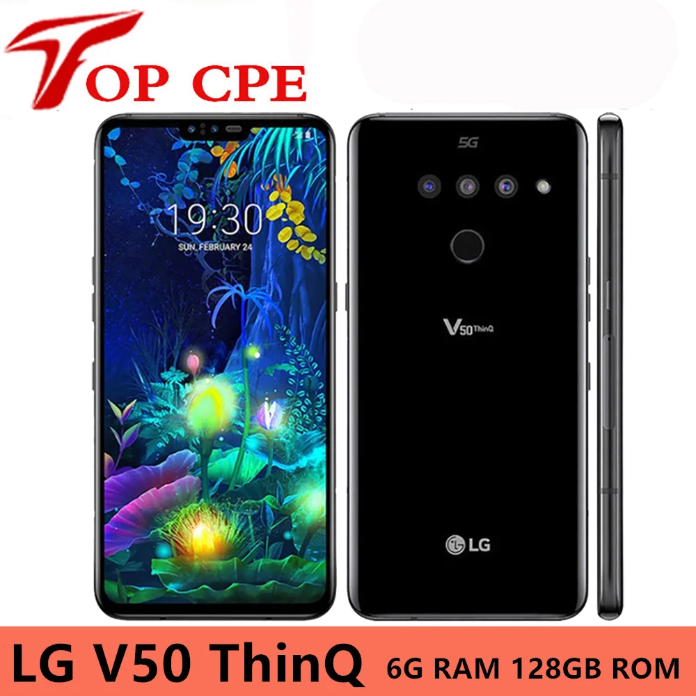 Desbloqueado lg v50 thinq v500n 6.4 "6gb + 128gb qualcomm855 6.4" triplo 1 tela (sem polonês ...