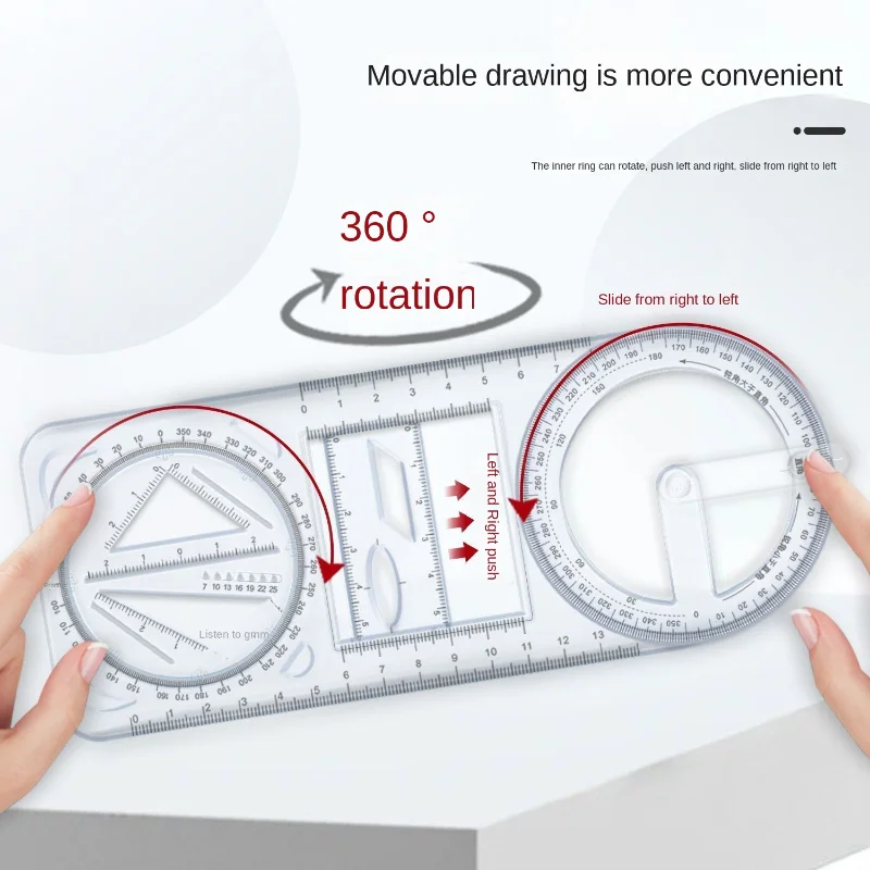 Rotary-Multifunctional-Drawing-Ruler-Geometric-Drawing-Template-Ruler ...