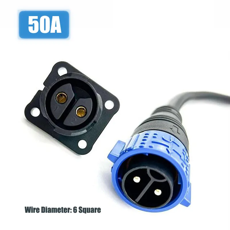 50A M25 Self-locking Waterproof Plug Cable IP67 2 3 Pin Power Charging ...