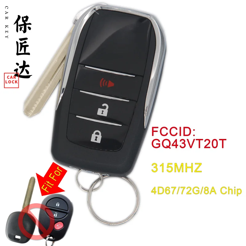 BaoJiangDa For Toyota Highlander Sienna Tacoma Tundra 3B Flip Remote ...