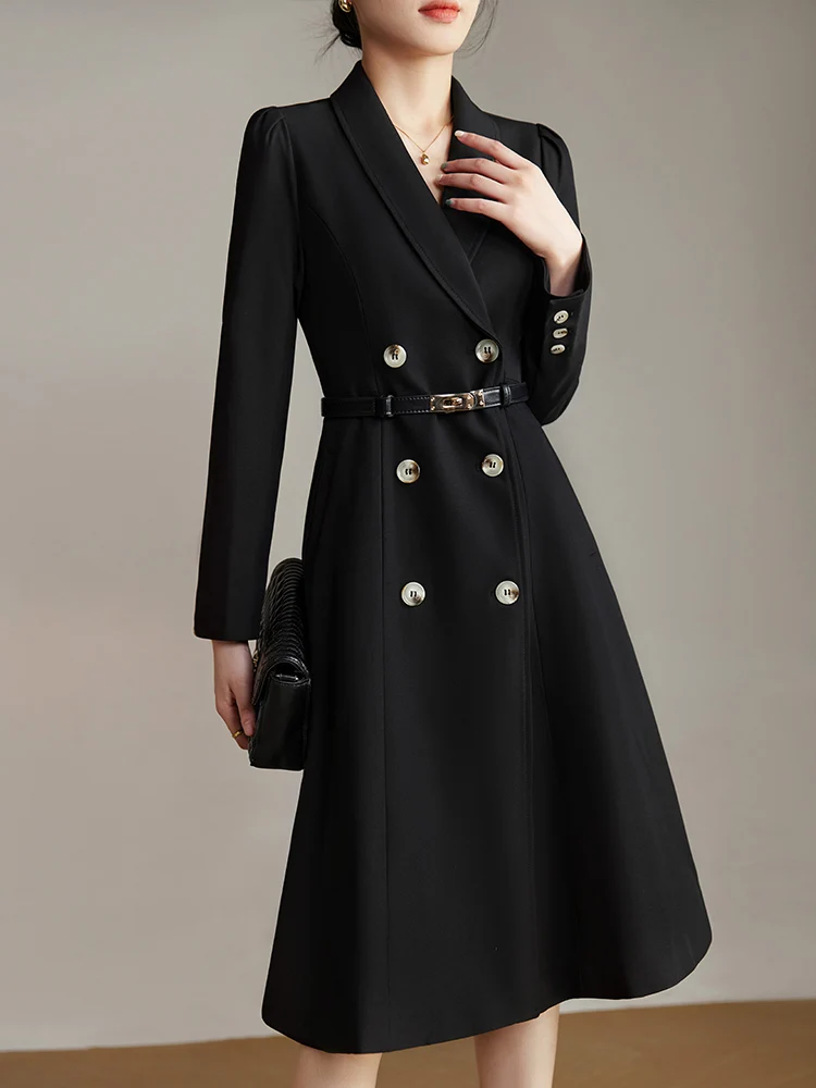 EVNISI-Women-Elegant-Trench-Coat-With-Belt-Long-Windbreaker-Double ...