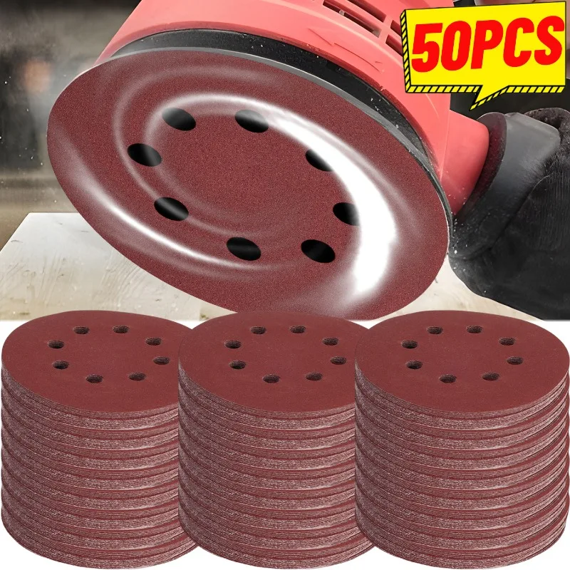 Universal 8 Hole Sanding Discs 12.8cm Round Sandpaper for Metal Wood ...