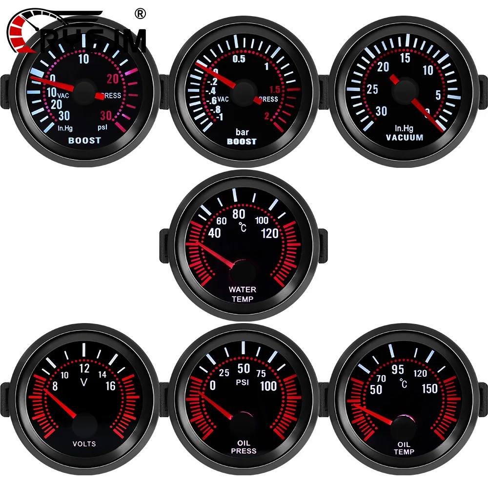 12V 52MM Boost Meter PSI Bar/Tachomete/Water Temperature/Oil Temp Meter ...