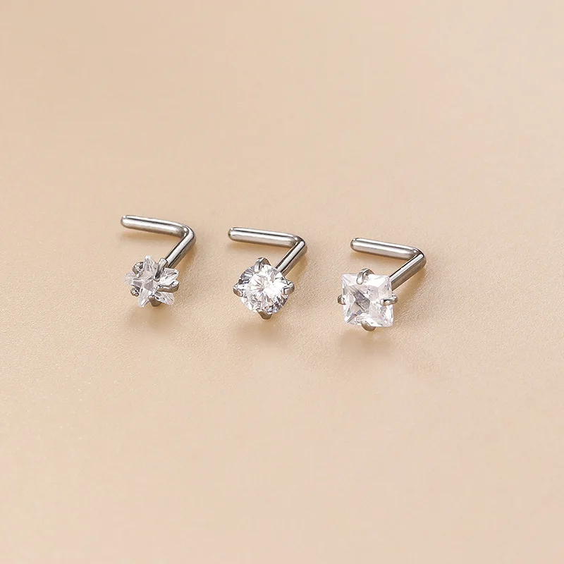 New-Round-Pentagon-Square-Zircon-Stainless-Steel-L-rod-Nose-Nail-Set ...