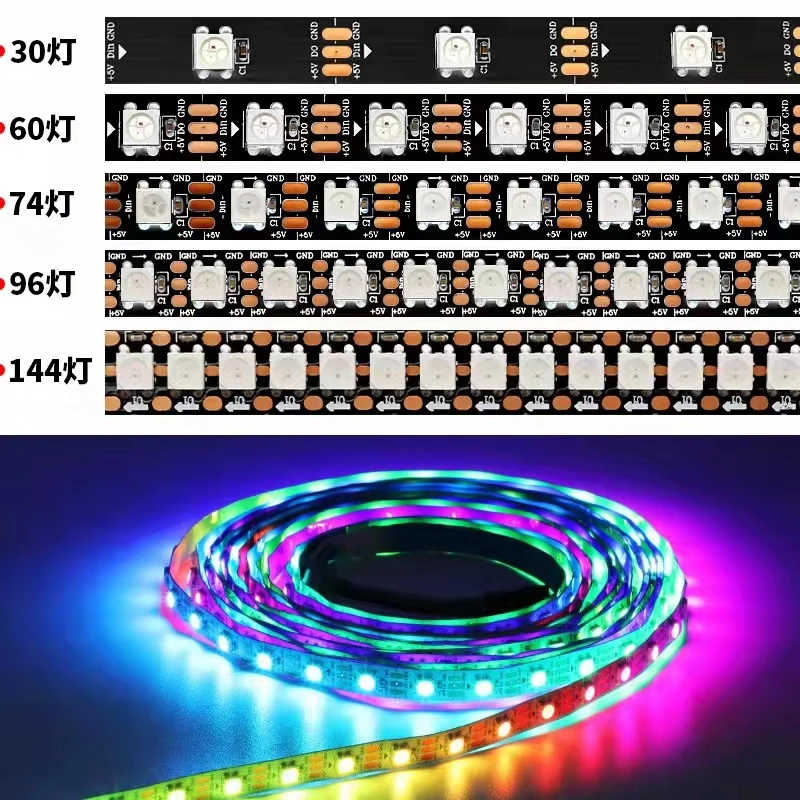 1meter-DC5V-WS2812-WS2812B-5050-RGB-Strip-Tape-Individuaily-Addressable ...