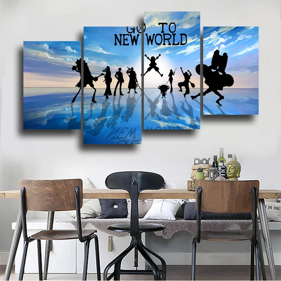 One Piece Poster 4 Pieces Painting Poster Wall Art - Crazy Anime Store