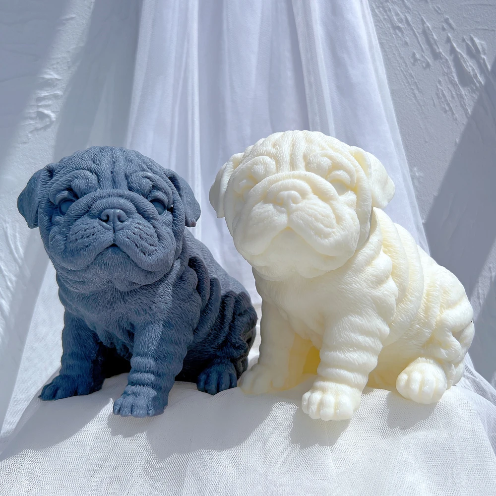 Bulldog-Candle-Mold-Animal-Puppies-Soy-Wax-Silicone-Mould-Puppy-Dog ...