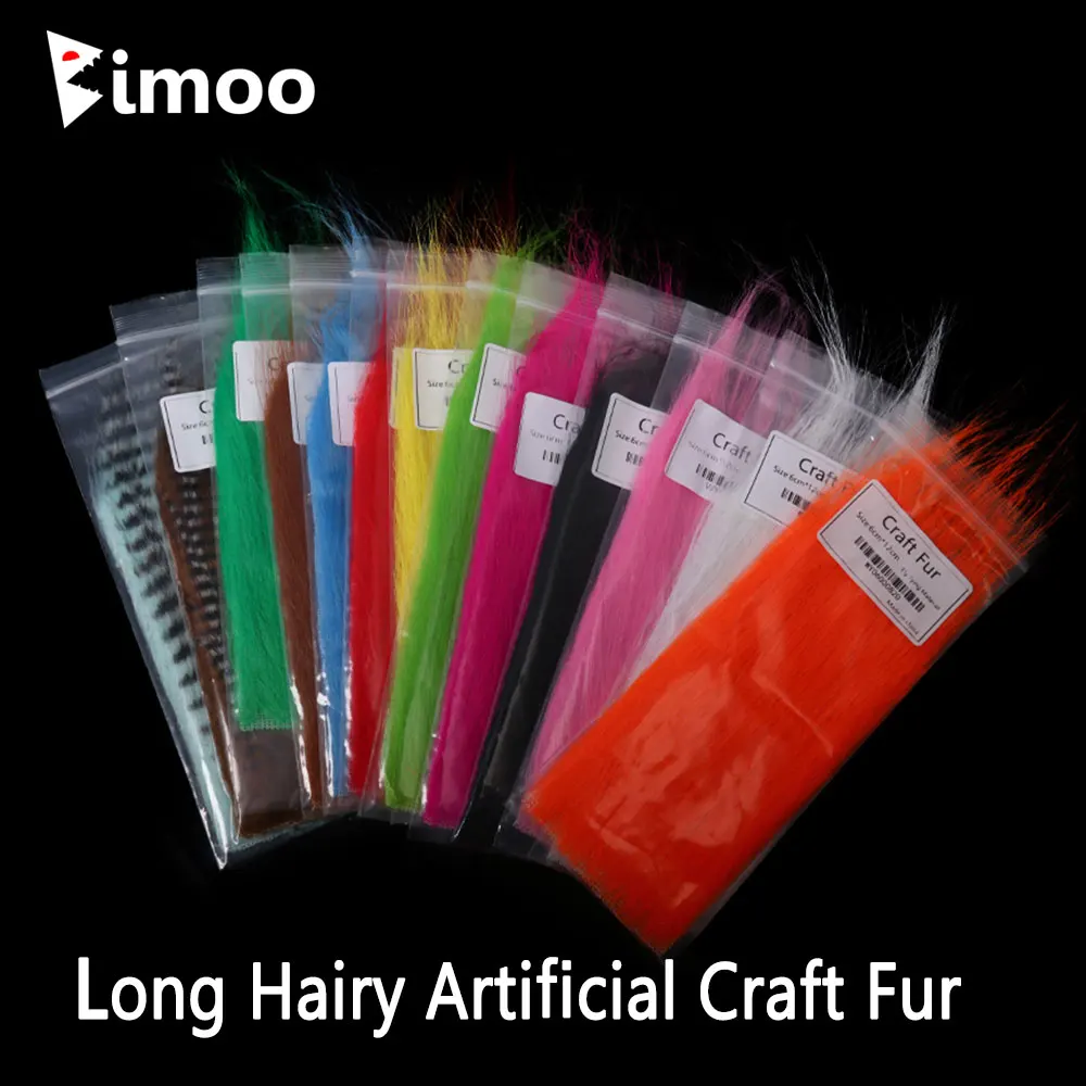 Bimoo 4PCS 12X6cm Long Hairy Artificial Craft Fur Fly Tying Material ...
