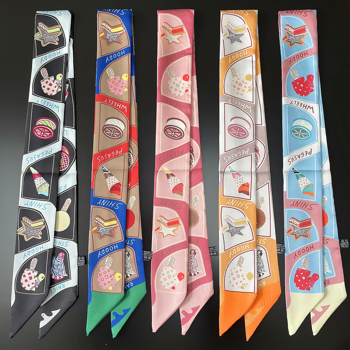 2024 New Cartoon Pattern Brand Design Twill Silk Scarf Luxury Scarf ...