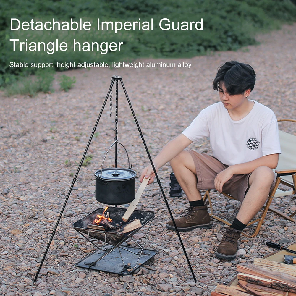 Camping-Bonfire-Tripod-Aluminum-Alloy-Cooking-Pot-Frame-Tool-Detachable ...