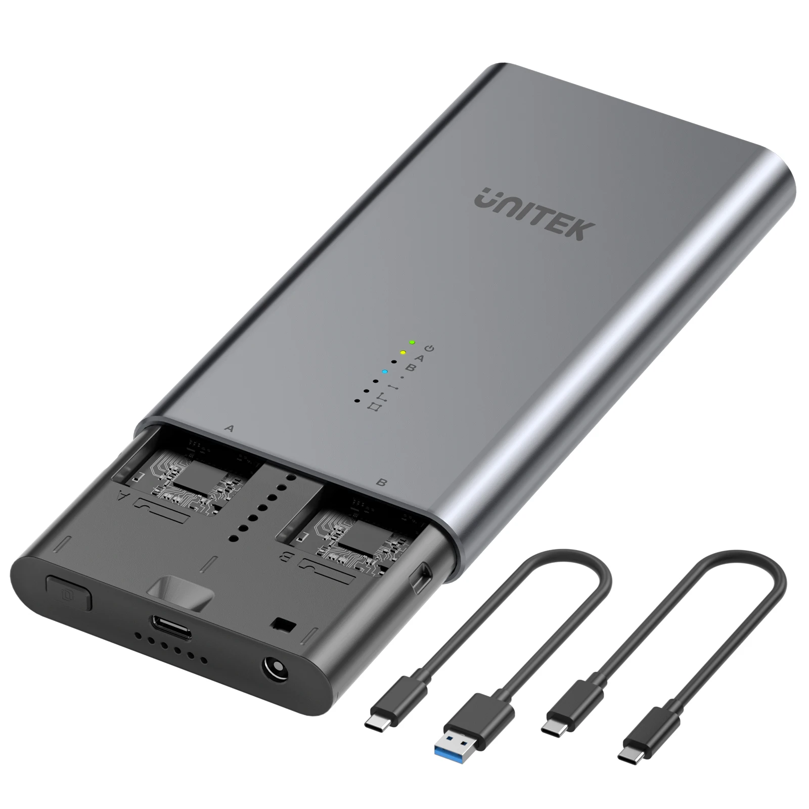 UNITEK-Dual-Bay-M2-NVMe-SSD-Case-Aluminum-M-2-SSD-Enclosure-USB-3-2 ...