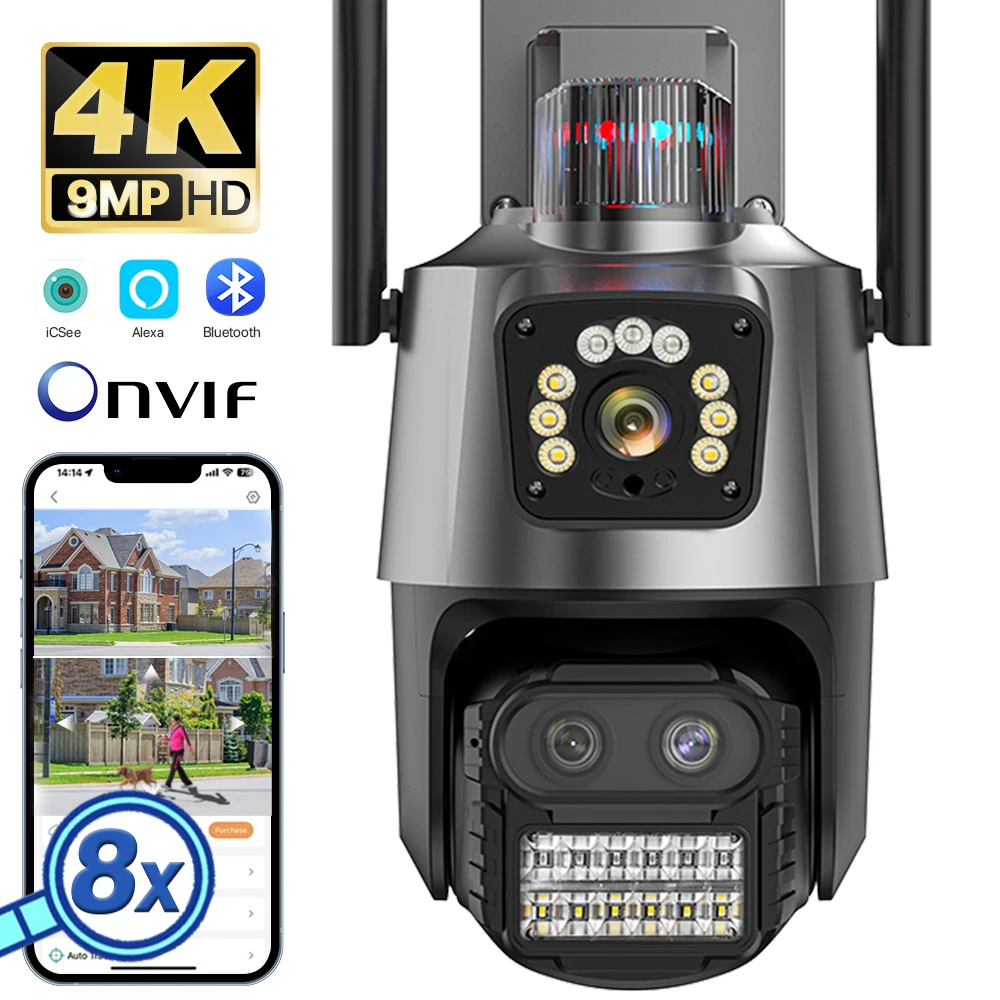 4K-9MP-HD-IP-Camera-Outdoor-8X-Zoom-Three-Lens-Dual-Screen-Wifi-PTZ ...