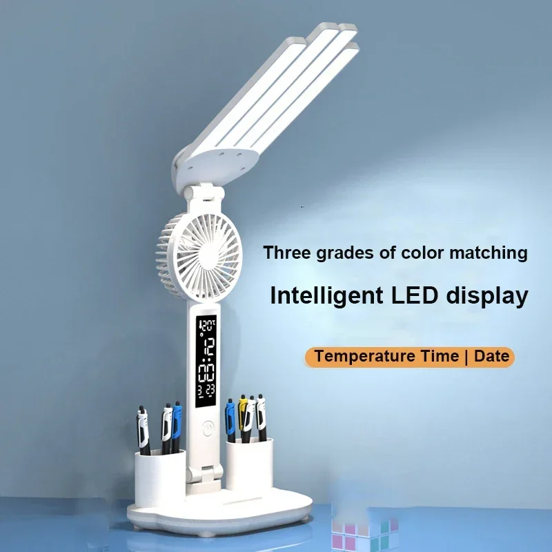 New-Multifunction-Table-Lamp-LEDFour-headed-Folding-With-Fan-Calendar ...