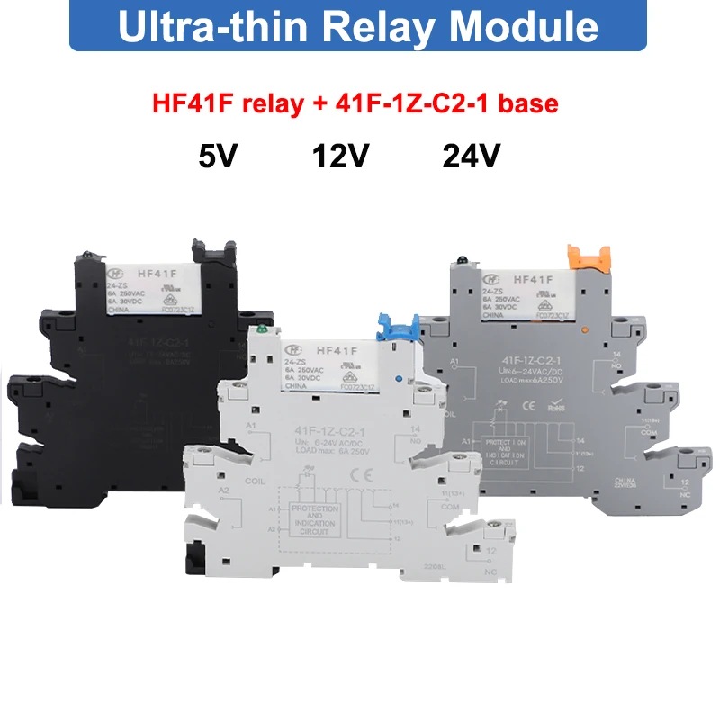 6a 1co Relay 41f-5-zs 41f-12-zs 41f-24-zs 5v 12v 24v Din Mount With Led ...