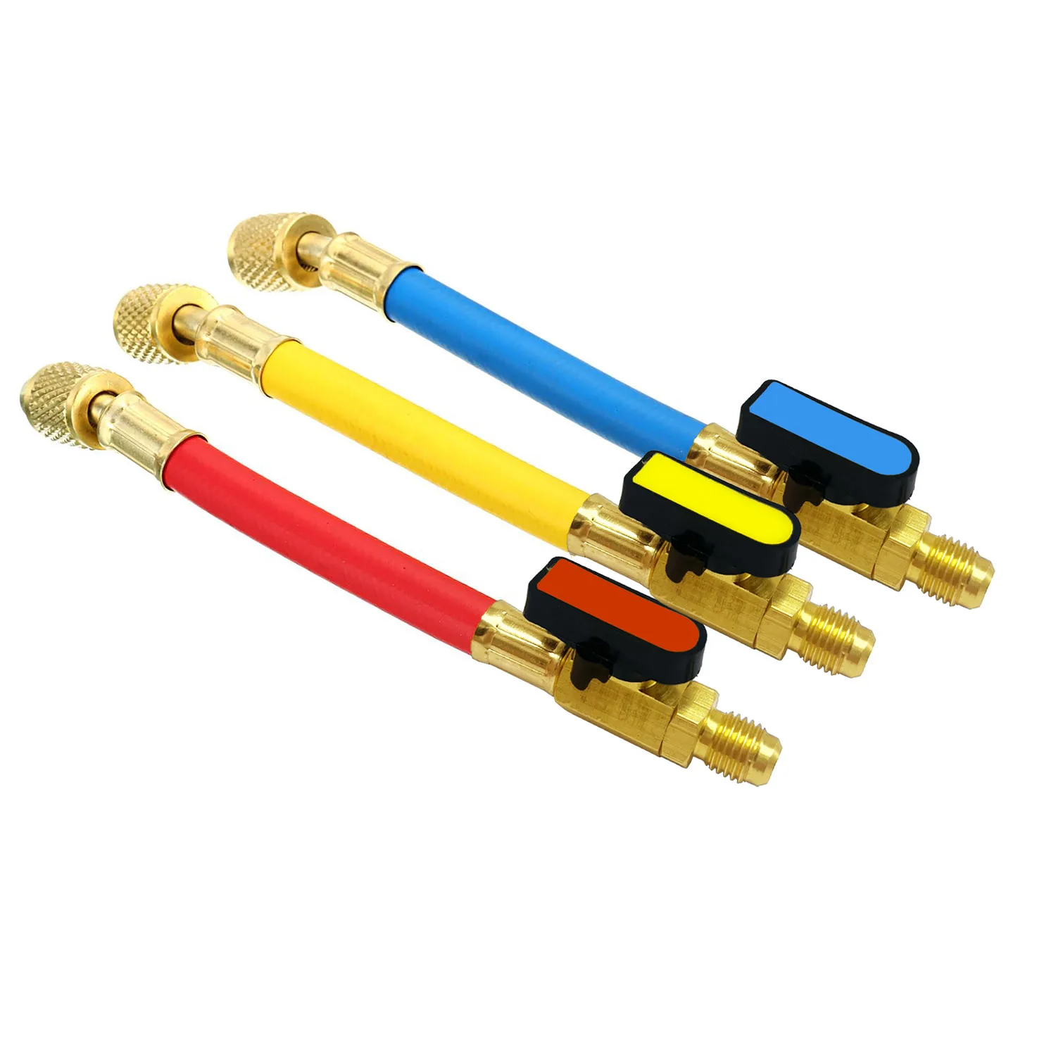 Refrigeration Gauges 3pc 60" HVAC 1/4", 5/16" SAE 800 PSI Charging ...