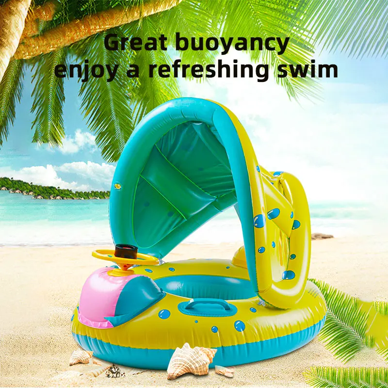 Baby-Inflatable-Swimming-Rings-Seat-for-Kids-Children-Floating-Sunshade ...