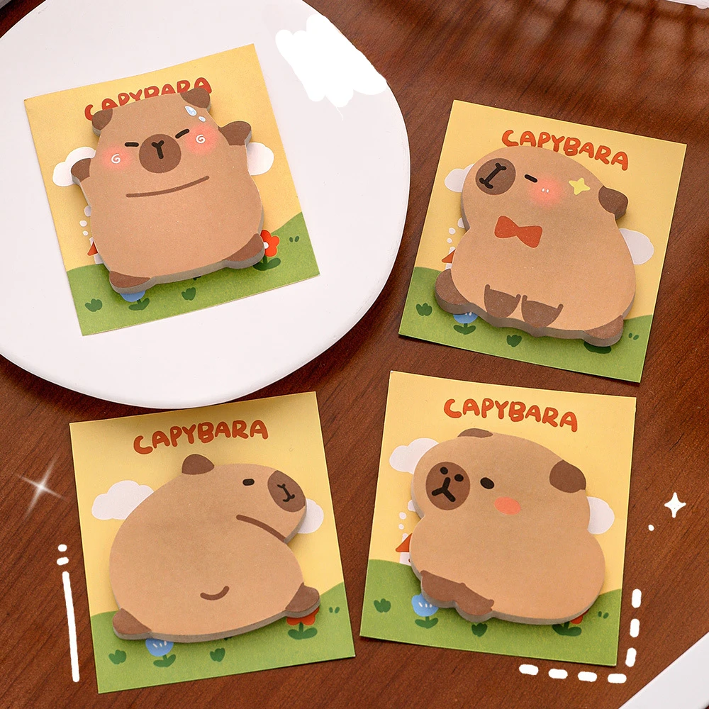 4pcs/lot Cartoon Capybara Sticky Notes for Students Cute Self-adhesive ...