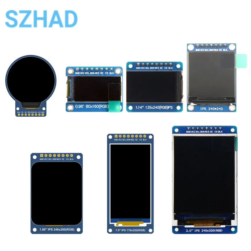 Module d'affichage OLED IPS TFT LCD, 0.96/1.14/1.28/1.3/1.54/1.69/1.9/2.0 pouces, pour ardunio ...