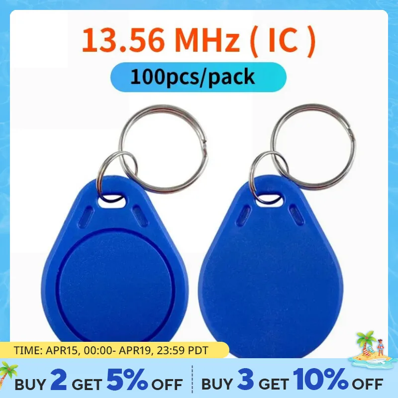 Blue-100pcs-pack-RFID-13-56Mhz-IC-Keyfob-Token-Key-Ring-For-Access ...