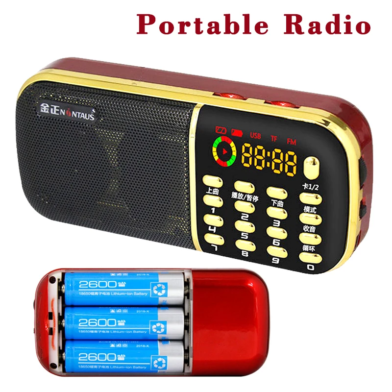 Portable MP3 Mini Stereo Radio Plug-in Speaker LED Display With Torch ...