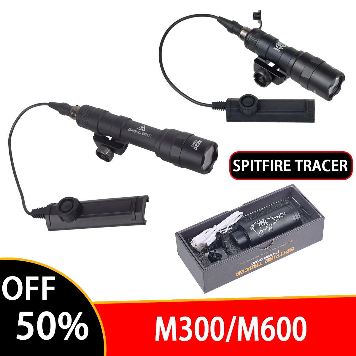 SureFir-M300-M600-Flashlight-Tactical-Paintball-Spitfire-Tracer-Fluorescence-Shooting-Game-Unit ...